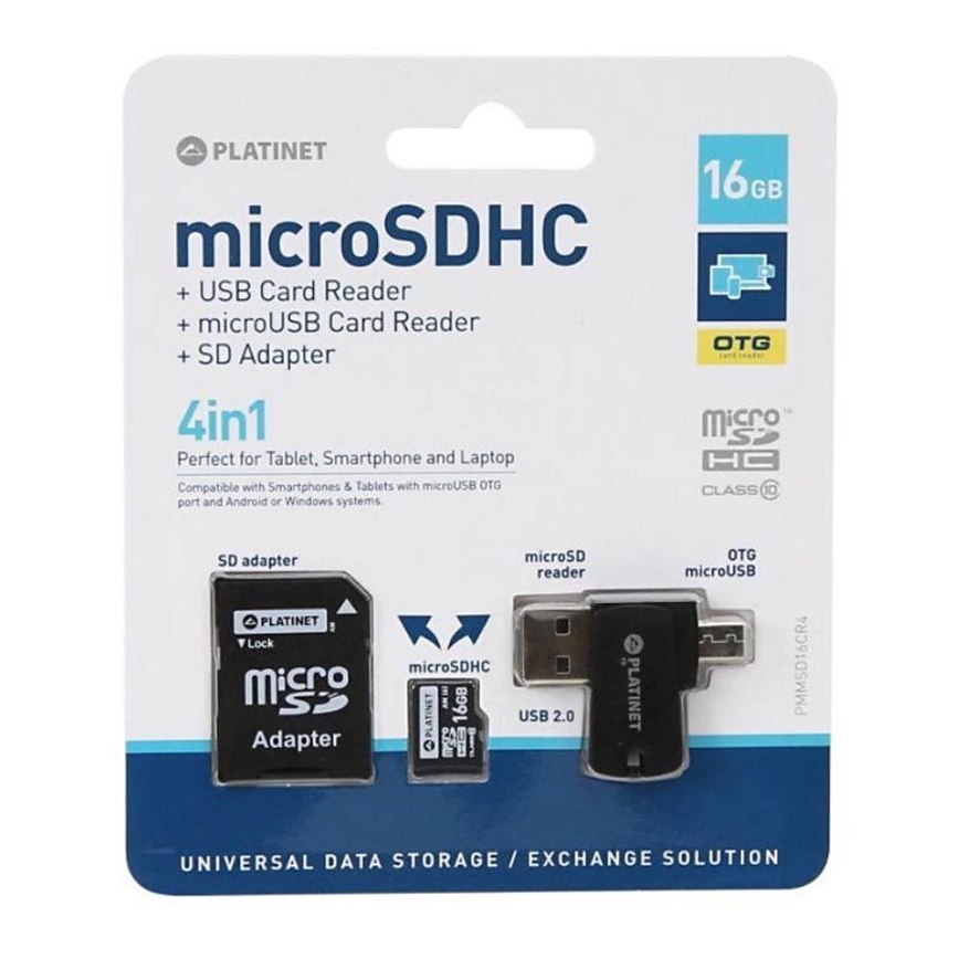 4in1 MicroSDHC 16GB + adattatore SD + lettore MicroSD + adattatore OTG ...