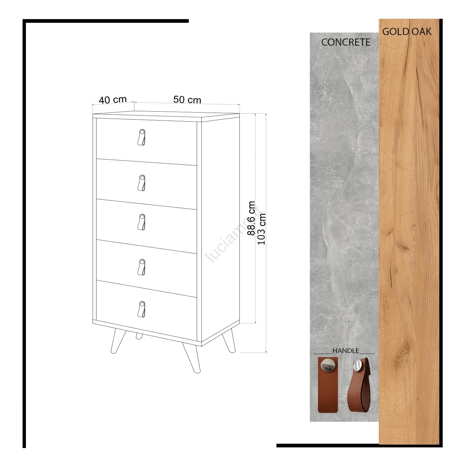 Armadio SPANZE 103x50 cm marrone/grigio | Luciamo