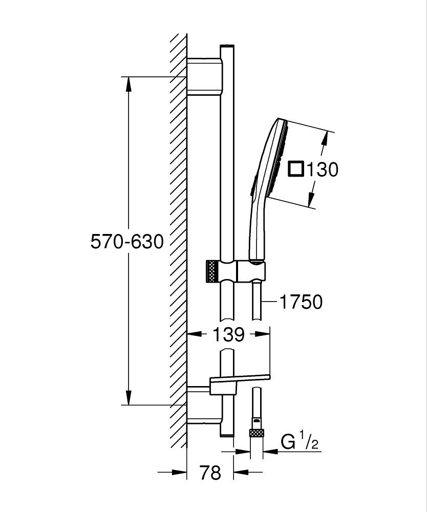 GROHE 26584000 - RAINSHOWER SMARTACTIVE 130 CUBE Set doccia 600 mm ...