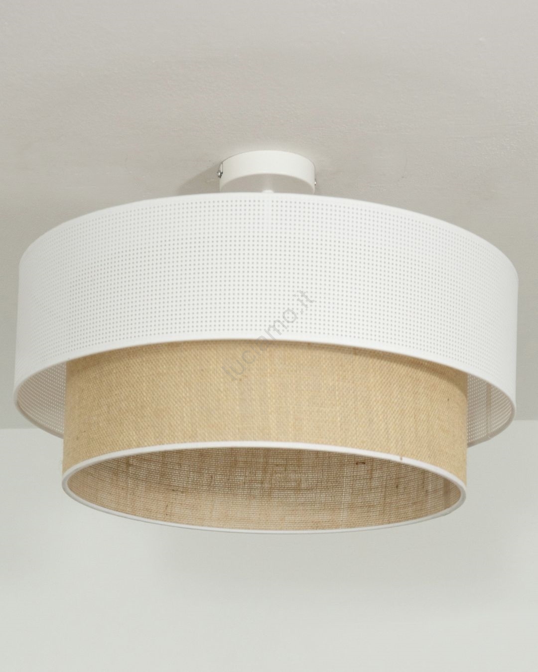 Lampadario a plafone BORHO 1xE27/60W/230V Ø 40 cm bianco/juta | Luciamo