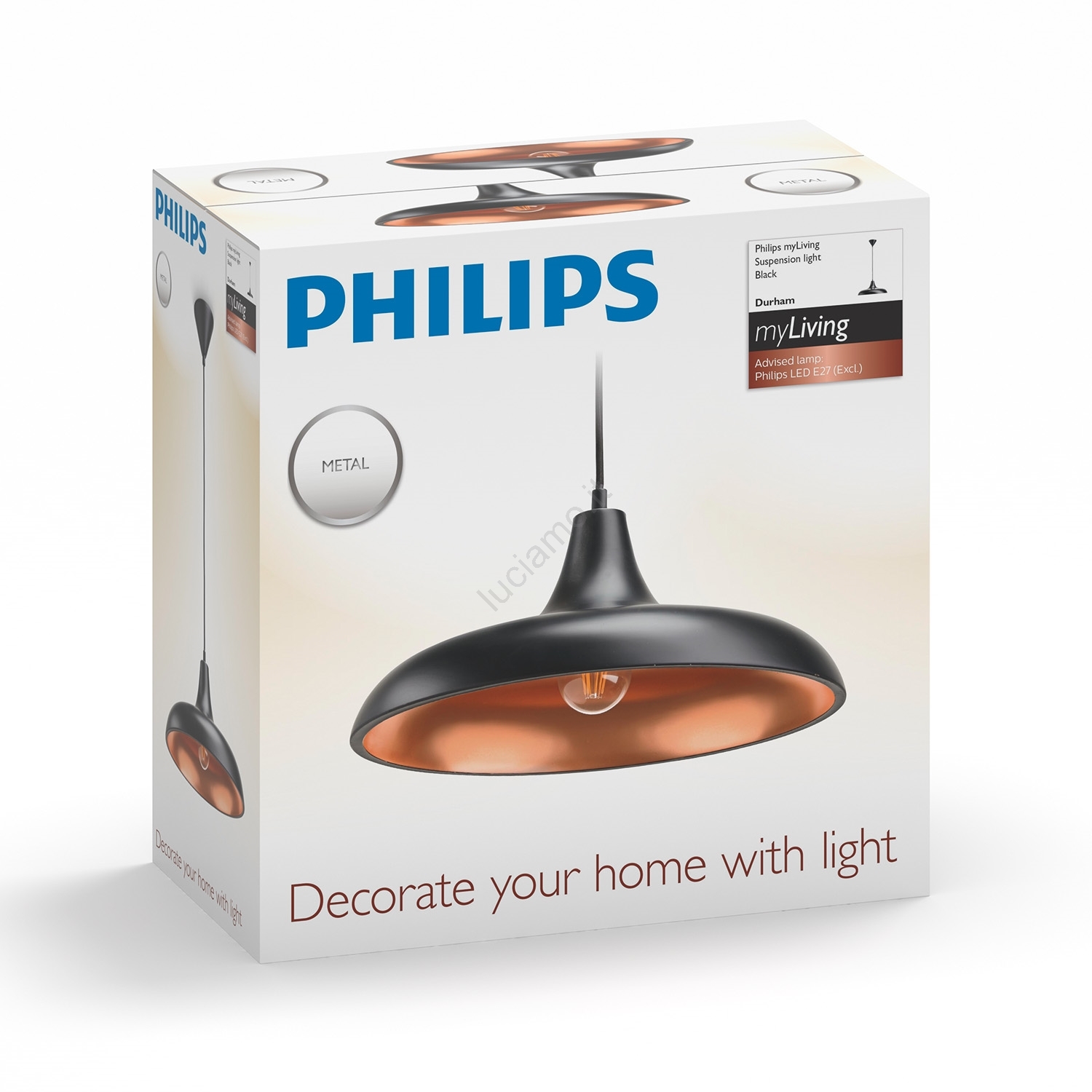 Philips 36032/30/E7 - Lampadario MYLIVING DURHAM 1xE27/40W/230V | Luciamo