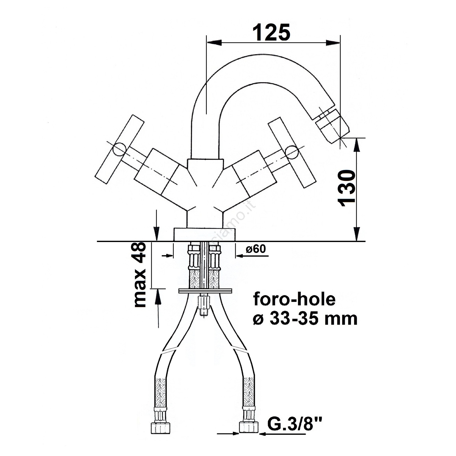 Sapho - Miscelatore per bidet AXIA cromato lucido | Luciamo