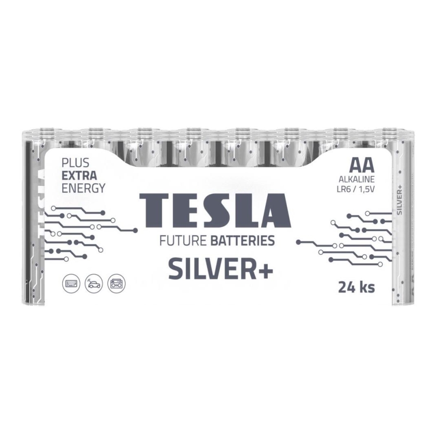 Tesla Batteries - 24 pz Batteria alcalina AA SILVER+ 1,5V | Luciamo